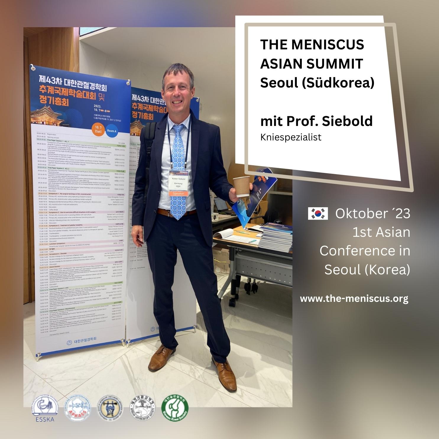 Meniskus-Vortrag von Prof. Siebold auf der ASIAN Conference in Seoul ...